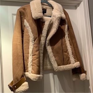 Express | Jackets & Coats | Express Faux Fur Shearling Moto Jacket ...